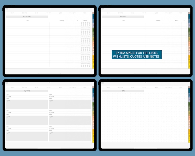 Digital Reading Journal summer Over 300 Books Goodnotes, Notability ...