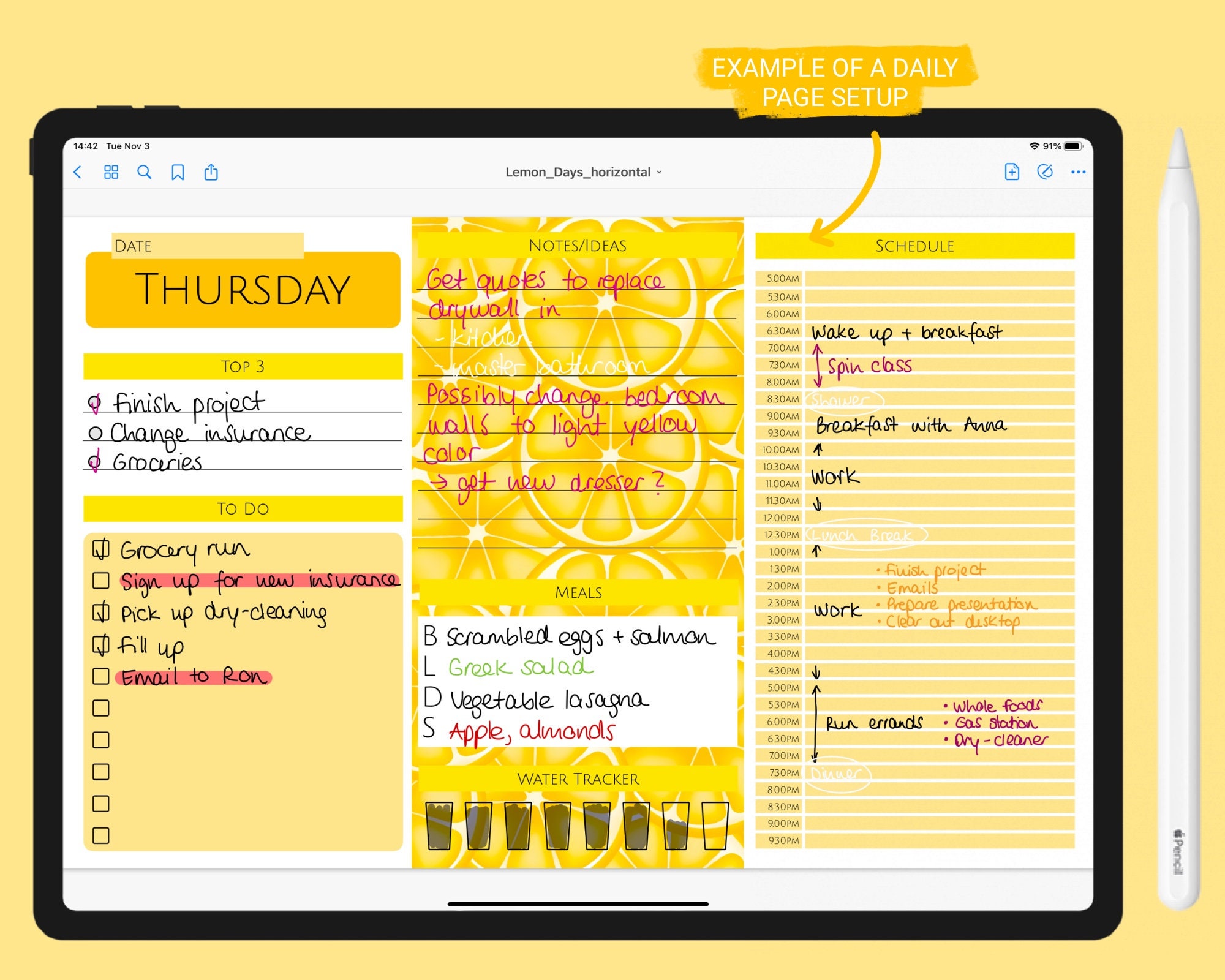 Digital Lemon Planner Pages Goodnotes Optimized, Undated, Individual ...