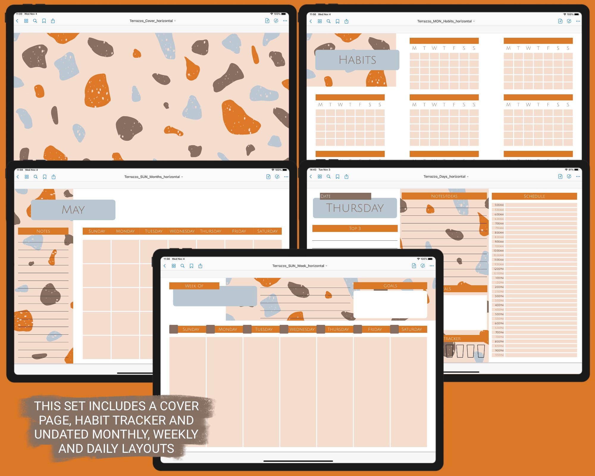 Digital Terrazzo Planner Pages | Goodnotes Optimized, Undated ...