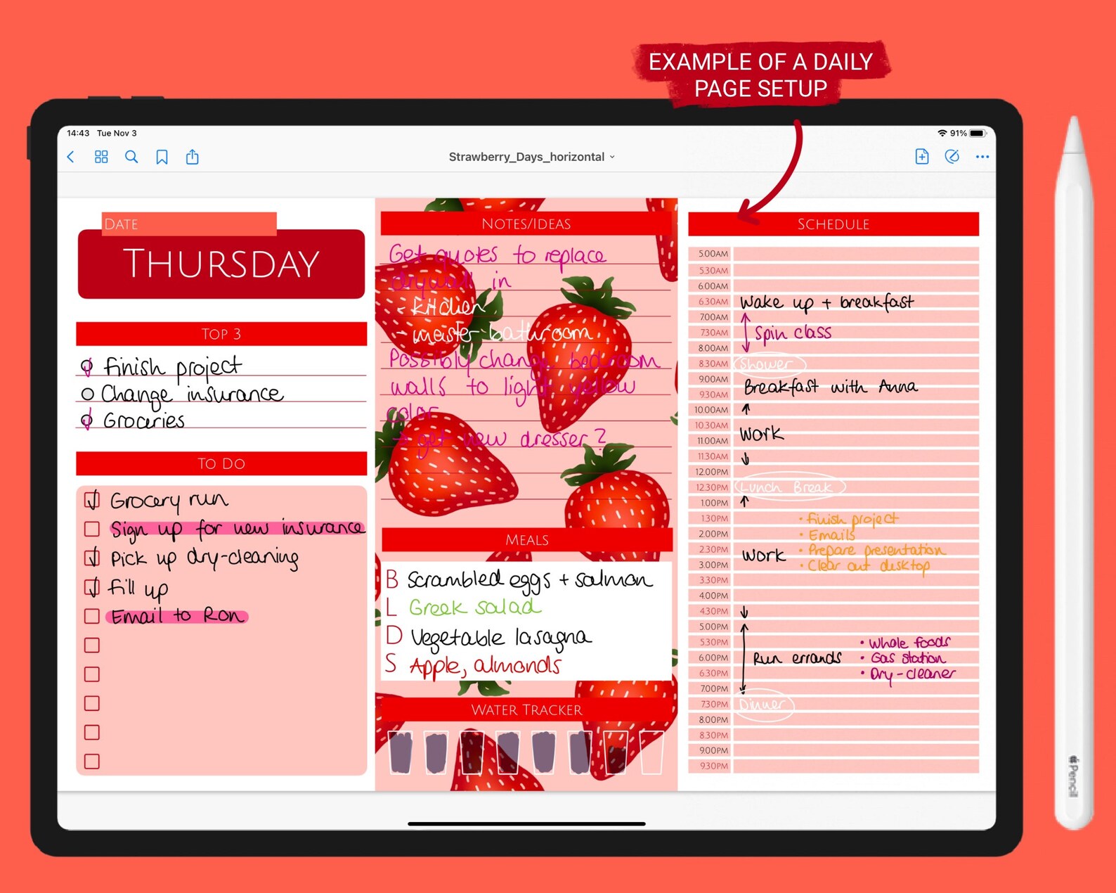 Digital Strawberry Planner Pages Goodnotes Optimized, Undated ...