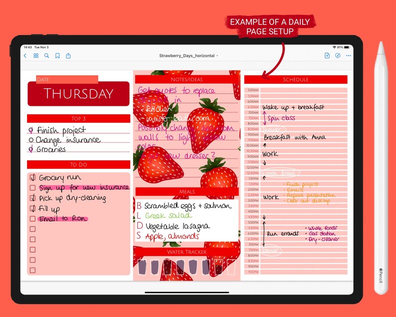 Digital Strawberry Planner Pages Goodnotes Optimized, Undated ...