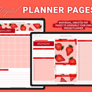 Digital Strawberry Planner Pages Goodnotes Optimized, Undated ...