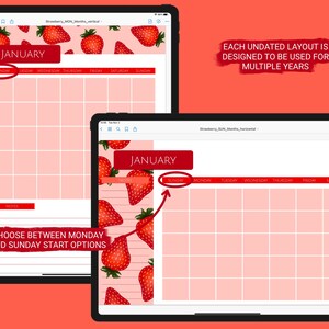 Digital Strawberry Planner Pages Goodnotes Optimized, Undated ...