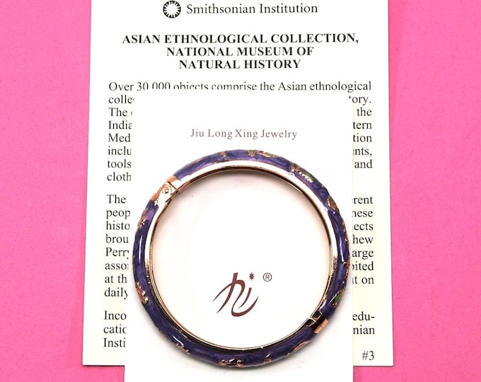 Vintage David Kuo Shiny Gold Cobalt and Light Blue and Purple Champleve ...