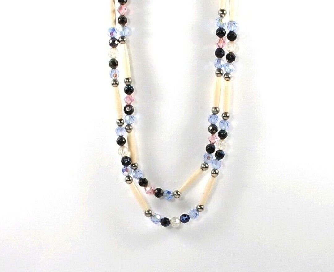 Vintage Native American Aurora Borealis Bead Hairpipe Necklace 2 ...