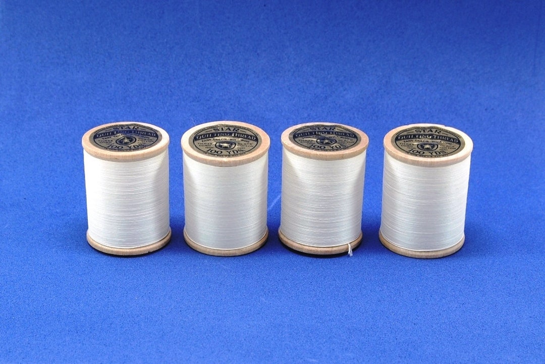 Lot of 4 Star Quilting Thread 100 Yards White 3 Cord Wooden Spool ...