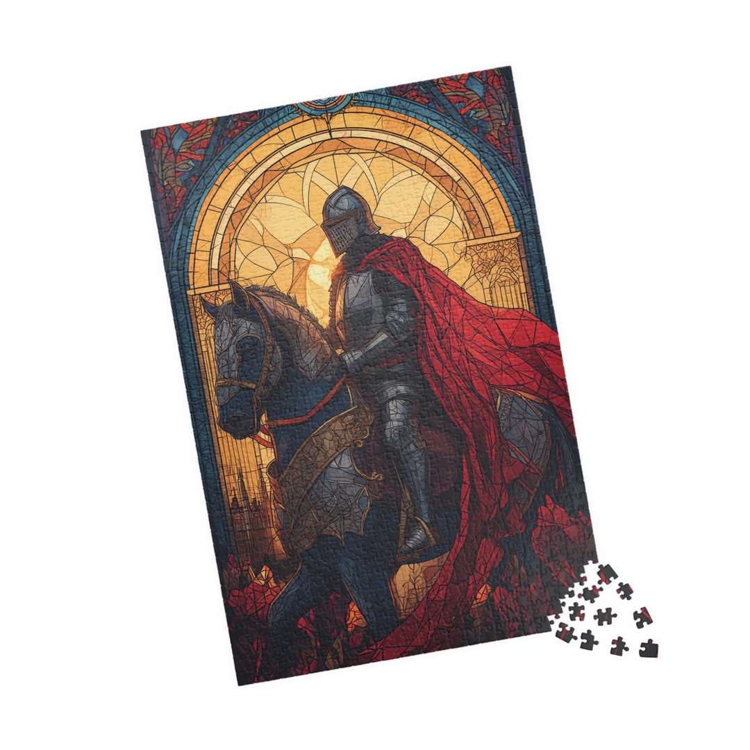 Enchanted Quest: Stained Glass Medieval Knight Puzzle - Etsy