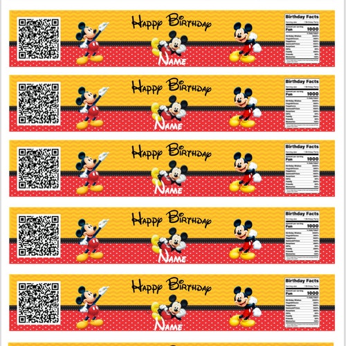Mickey Mouse Clubhouse Water Bottle Label Printable Water - Etsy