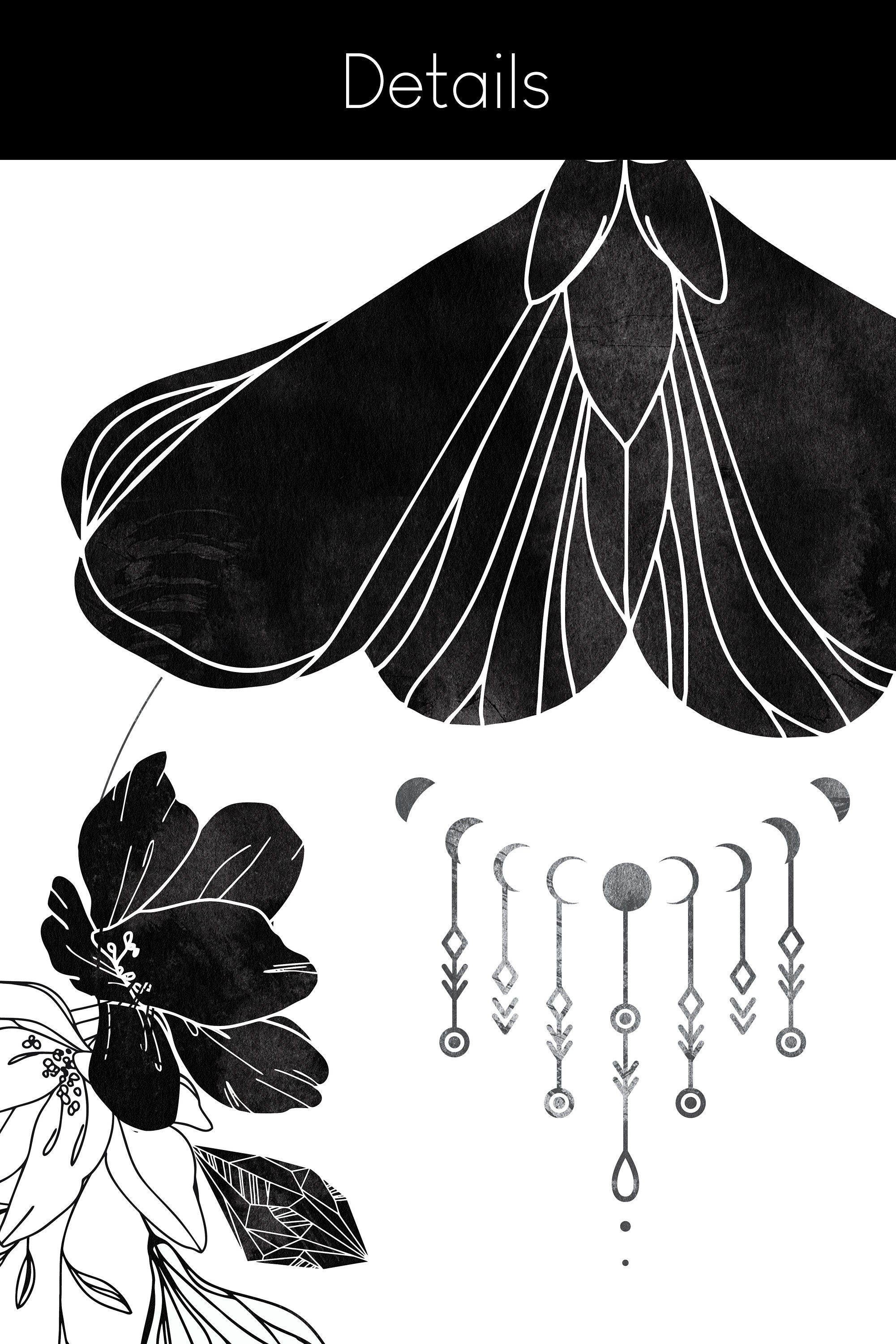 Moon Phase Moth Art Print / Noir et Blanc / Witchy Altar Room - Etsy France