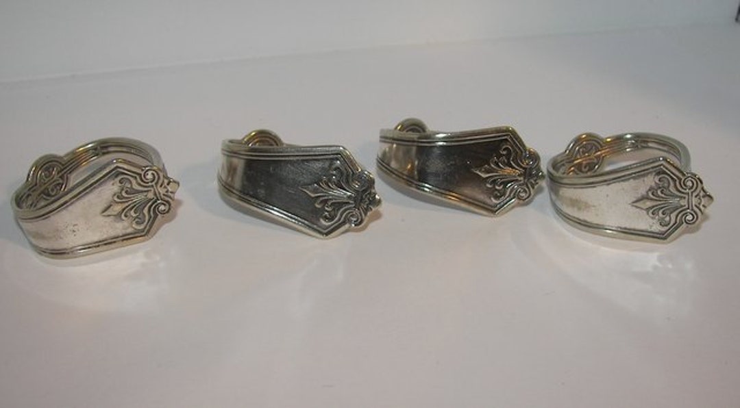 Set of 4 or 8 Custom Silverware Napkin Rings, Vintage Silverplate ...