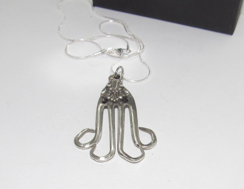 Vintage Silverware Fork Octopus Necklace, Custom Personalized Hand ...
