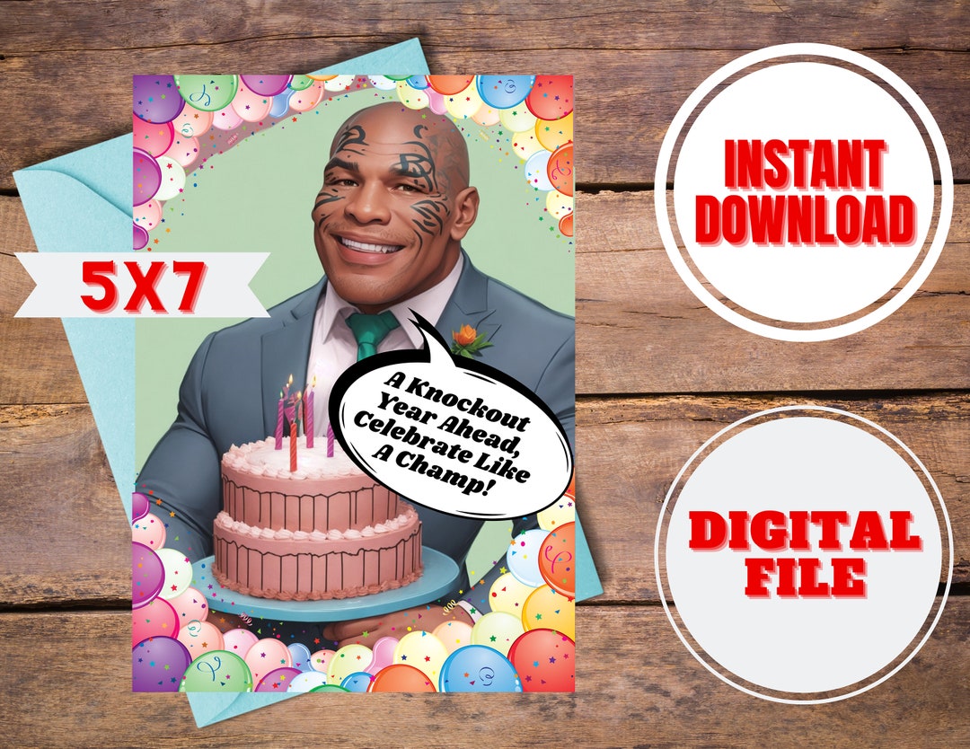 Digital Mike Tyson Birthday Card Motivational Birthday Card Boxing Fan