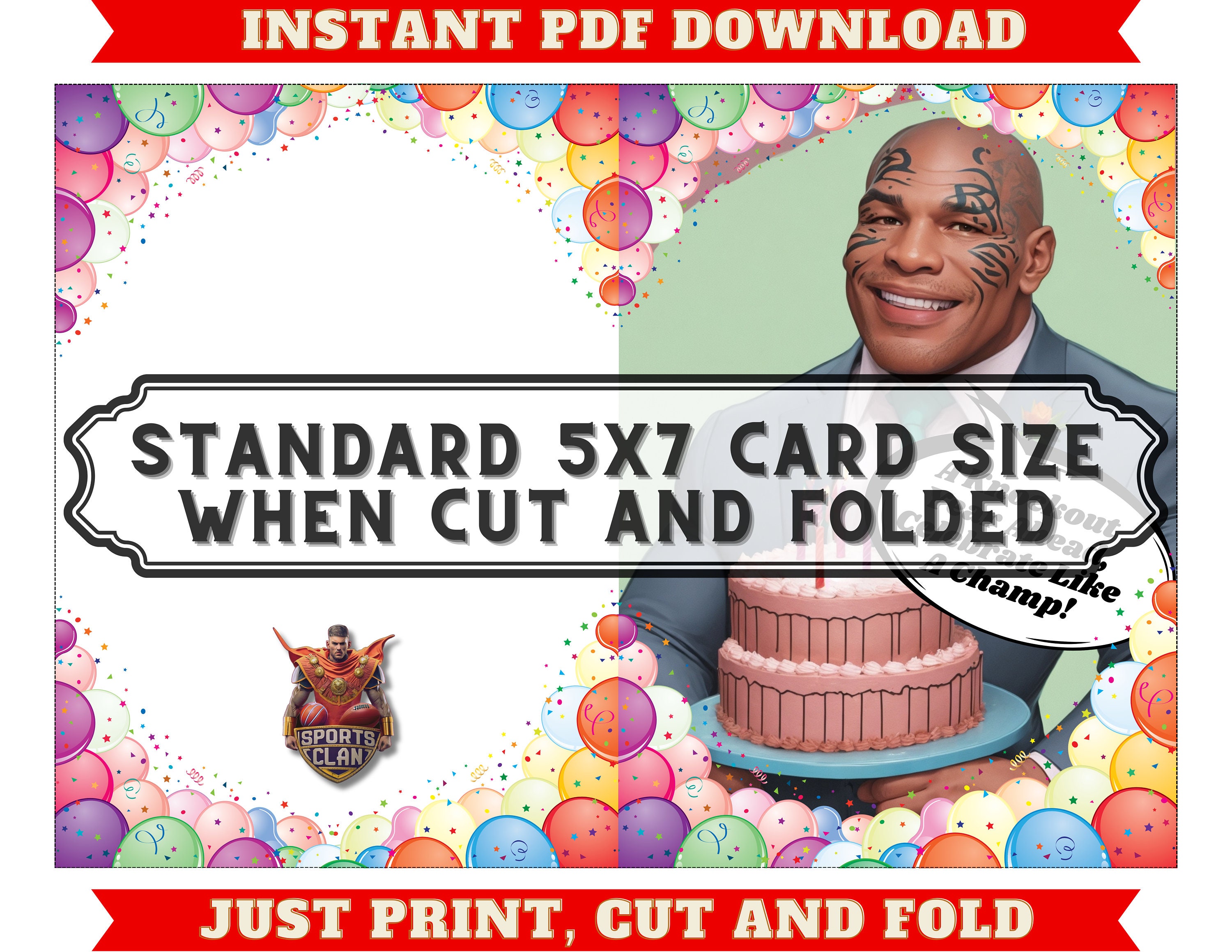 Digital Mike Tyson Birthday Card Motivational Birthday Card Boxing Fan