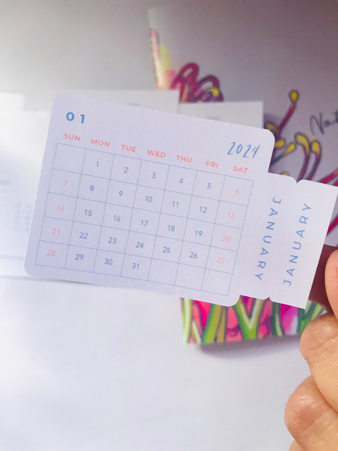 Mini Calendar Stickers With Divider Tab, Planner Journal Stickers ...