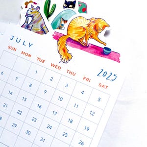 Cat Calendar 2025 Animal Illustrations Desk Calendar Cat Illustrations ...