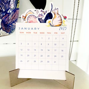 Cat Calendar 2025 Animal Illustrations Desk Calendar Cat Illustrations ...