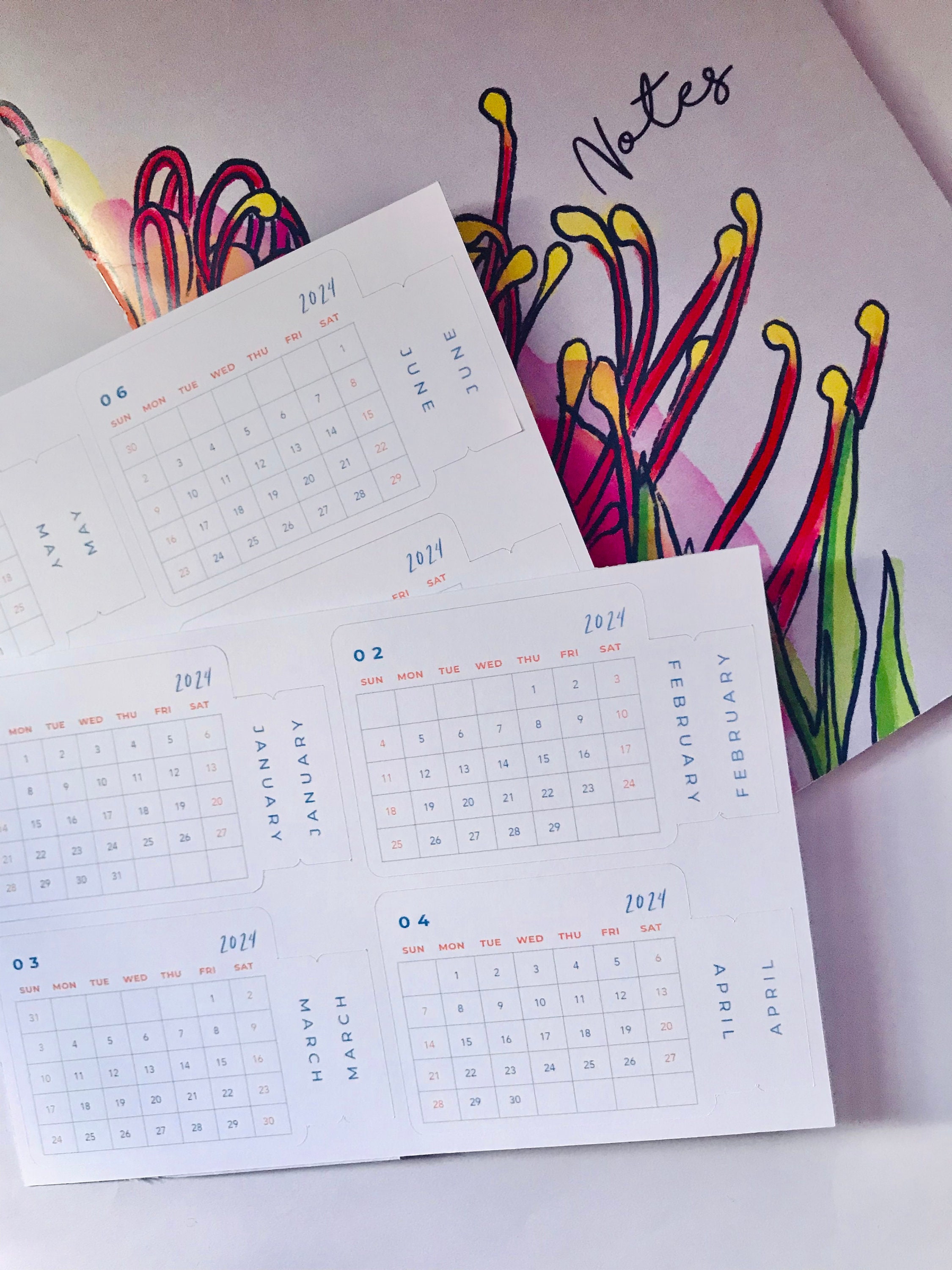 Mini Calendar Stickers With Divider Tab Planner Journal - Etsy
