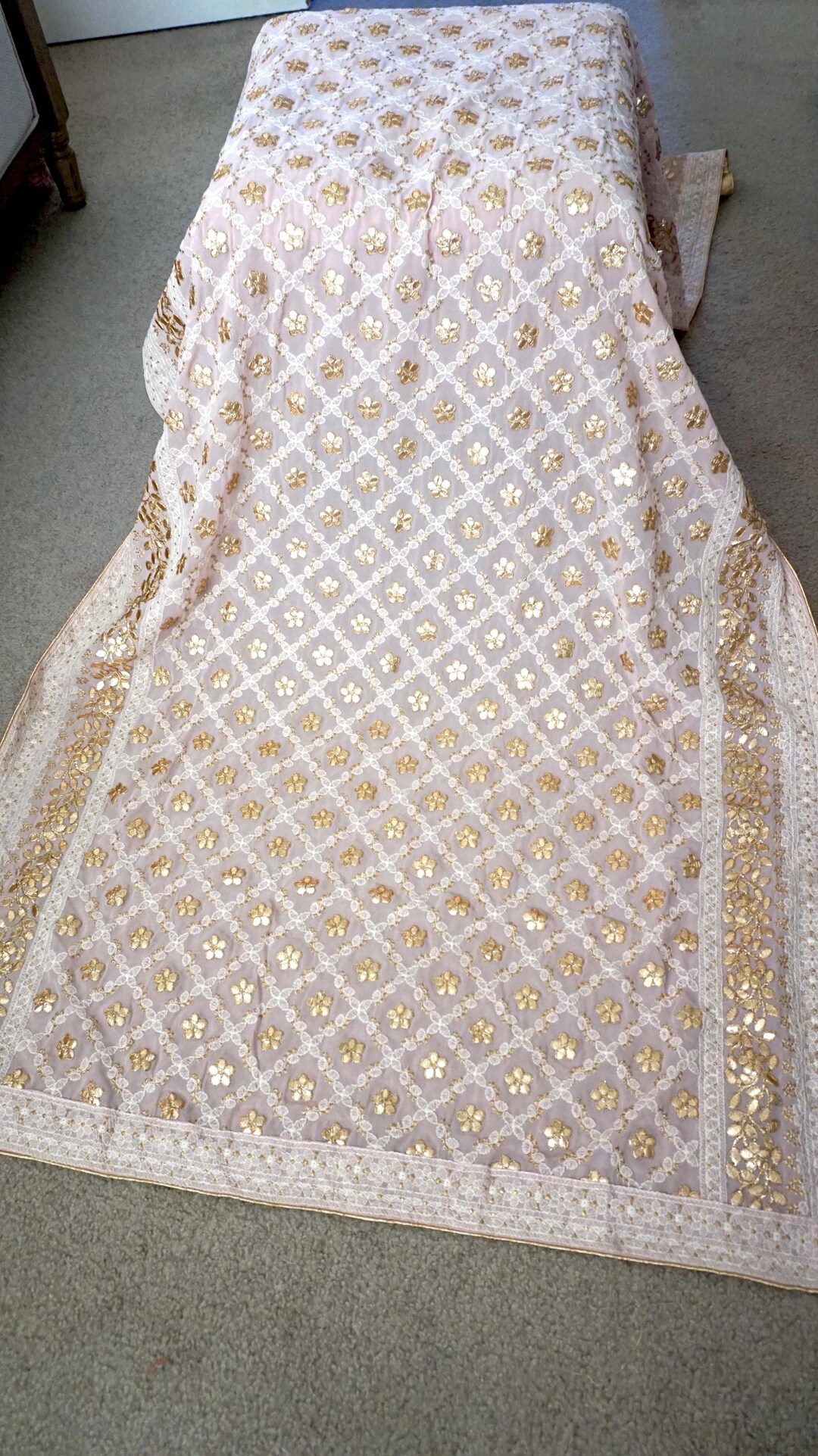 Lucknowi Dupatta, Chikankari Dupatta, Gotta Patti Dupatta, Light Pink ...