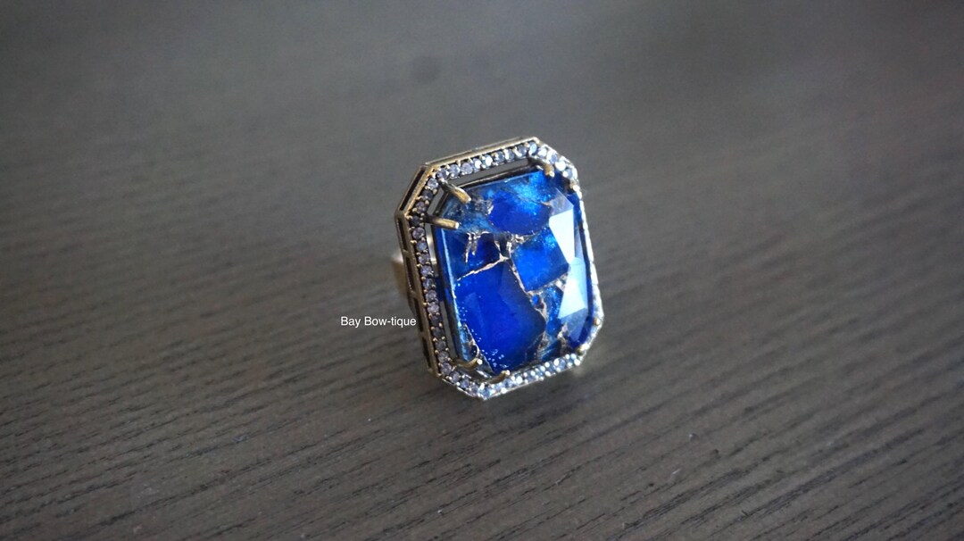 Doublet Stone Ring, Royal Blue Finger Ring, Delicate Finger Ring, Green ...