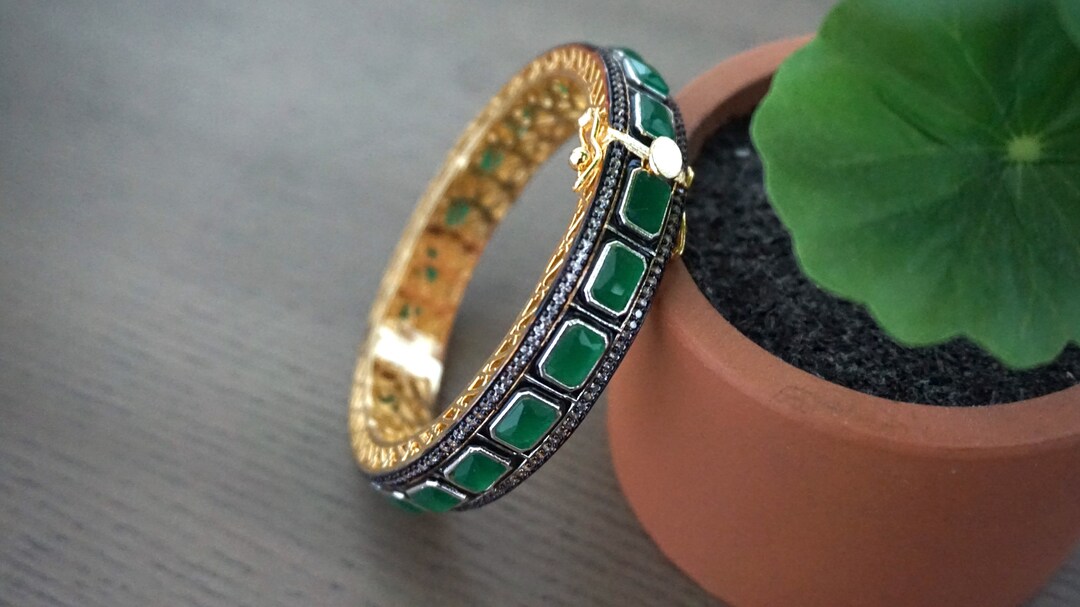 Openable Indian Kada Bangle: Golden Victorian Style Bracelet - Etsy