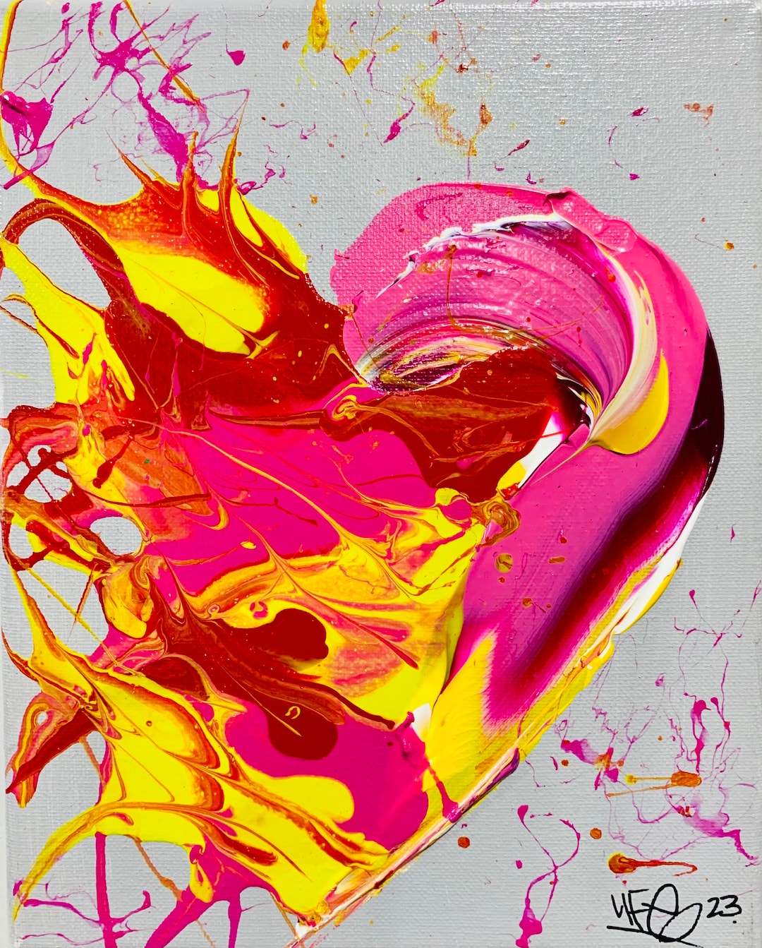 Heart Acrylic Paint Decor Heart Painting Heart Gift - Etsy