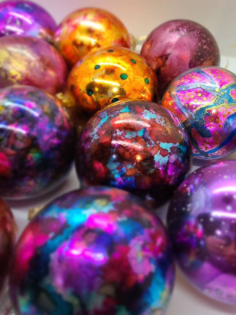 Hand Painted Glass Ornaments - Etsy