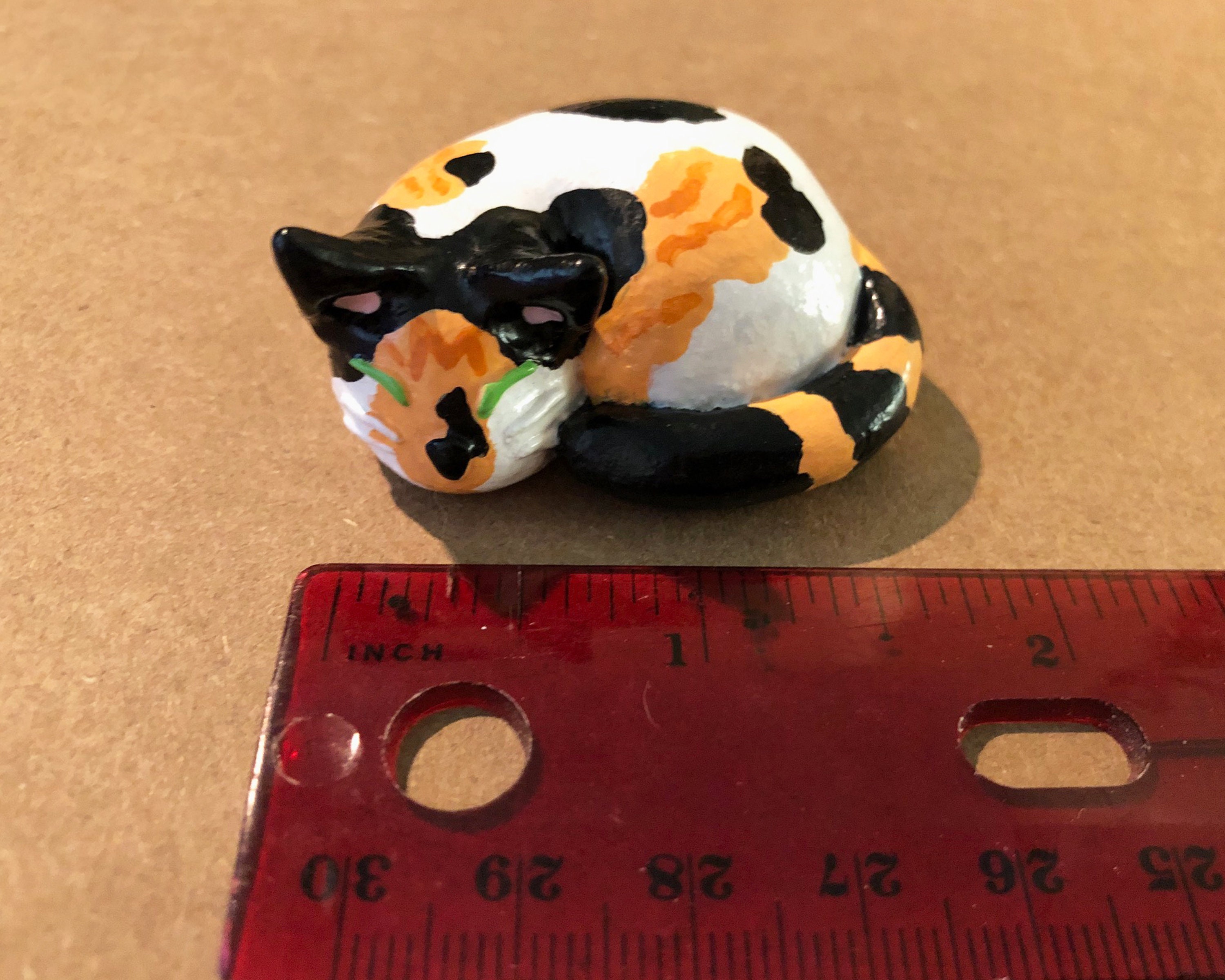 Calico Stripped Black and Orange Cat Figurine | Resin Cat Sculpture ...