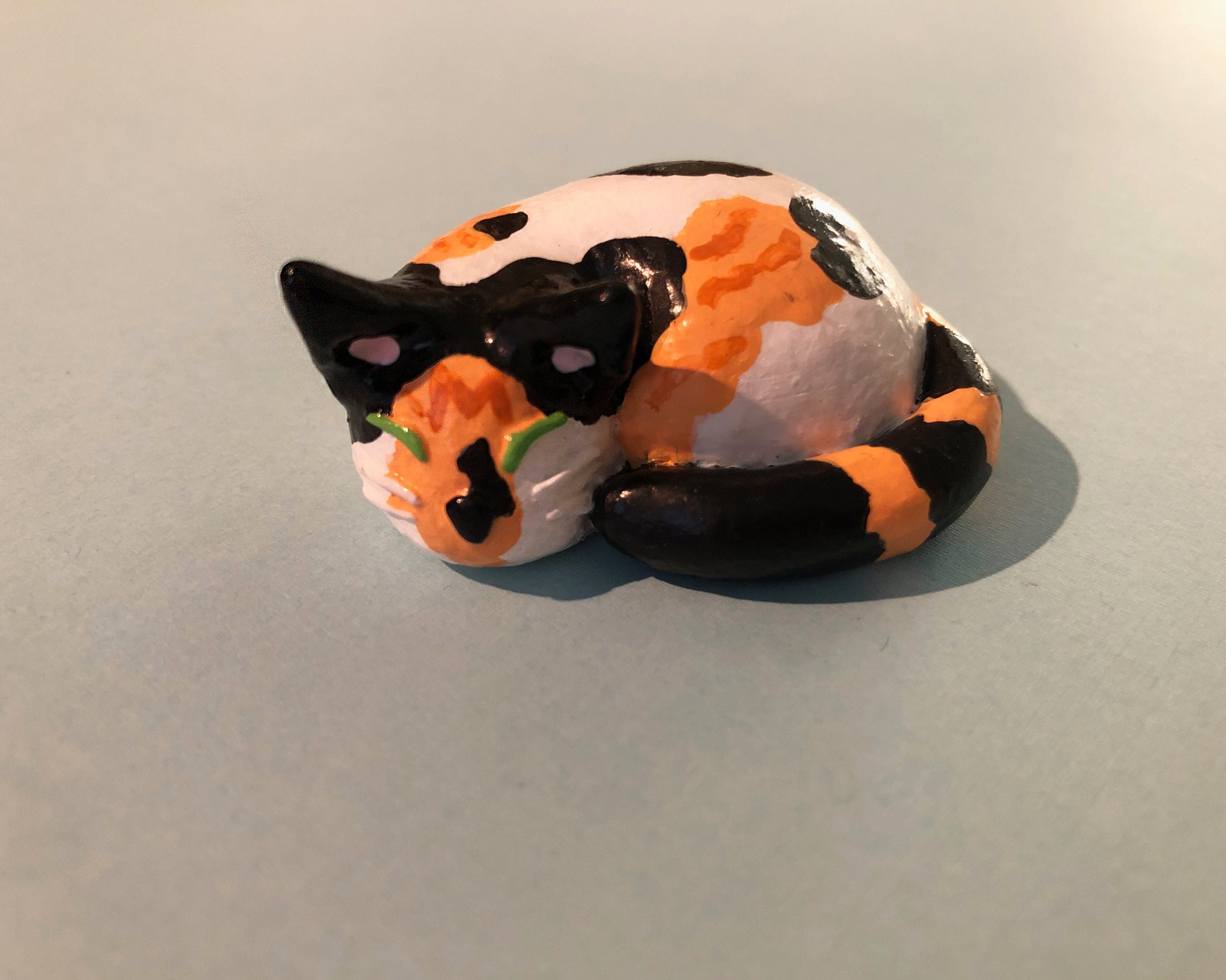 Calico Stripped Black and Orange Cat Figurine | Resin Cat Sculpture ...