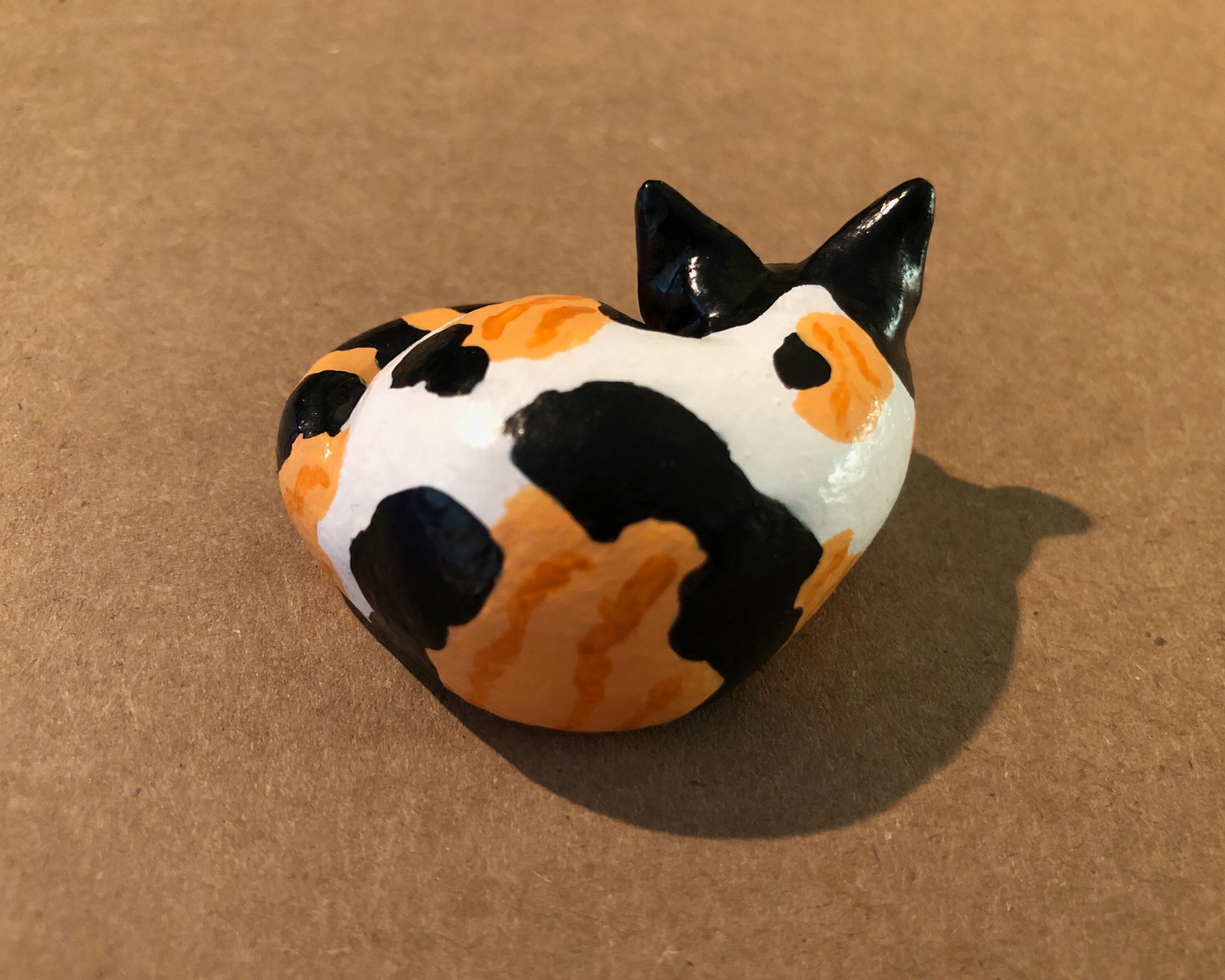 Calico Stripped Black and Orange Cat Figurine | Resin Cat Sculpture ...