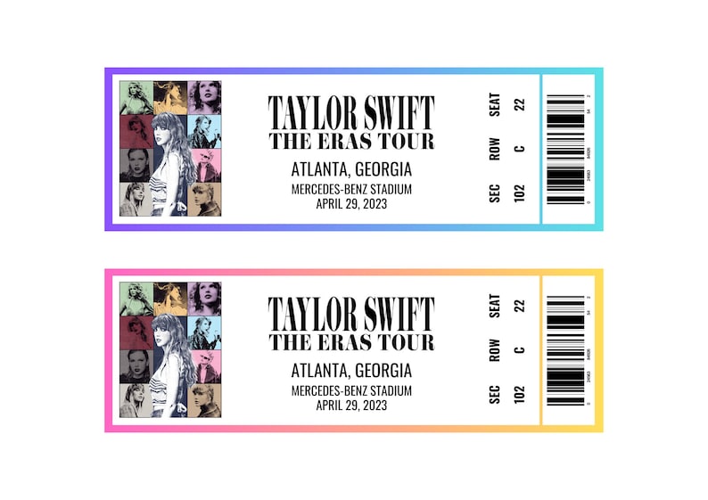 TAYLOR SWIFT the Eras Tour Customizable Ticket Digital - Etsy