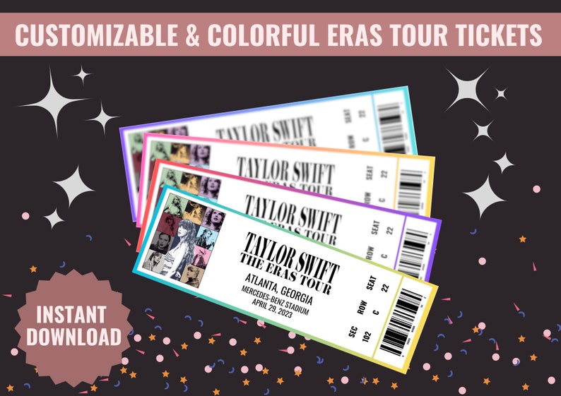 TAYLOR SWIFT the Eras Tour Customizable Ticket Digital Download - Etsy
