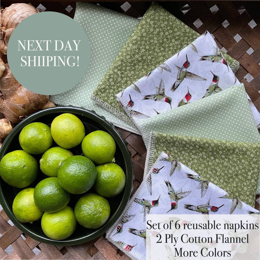 Reusable Napkins "i Love Our Planet", Set of 6 Cloth Napkins ...