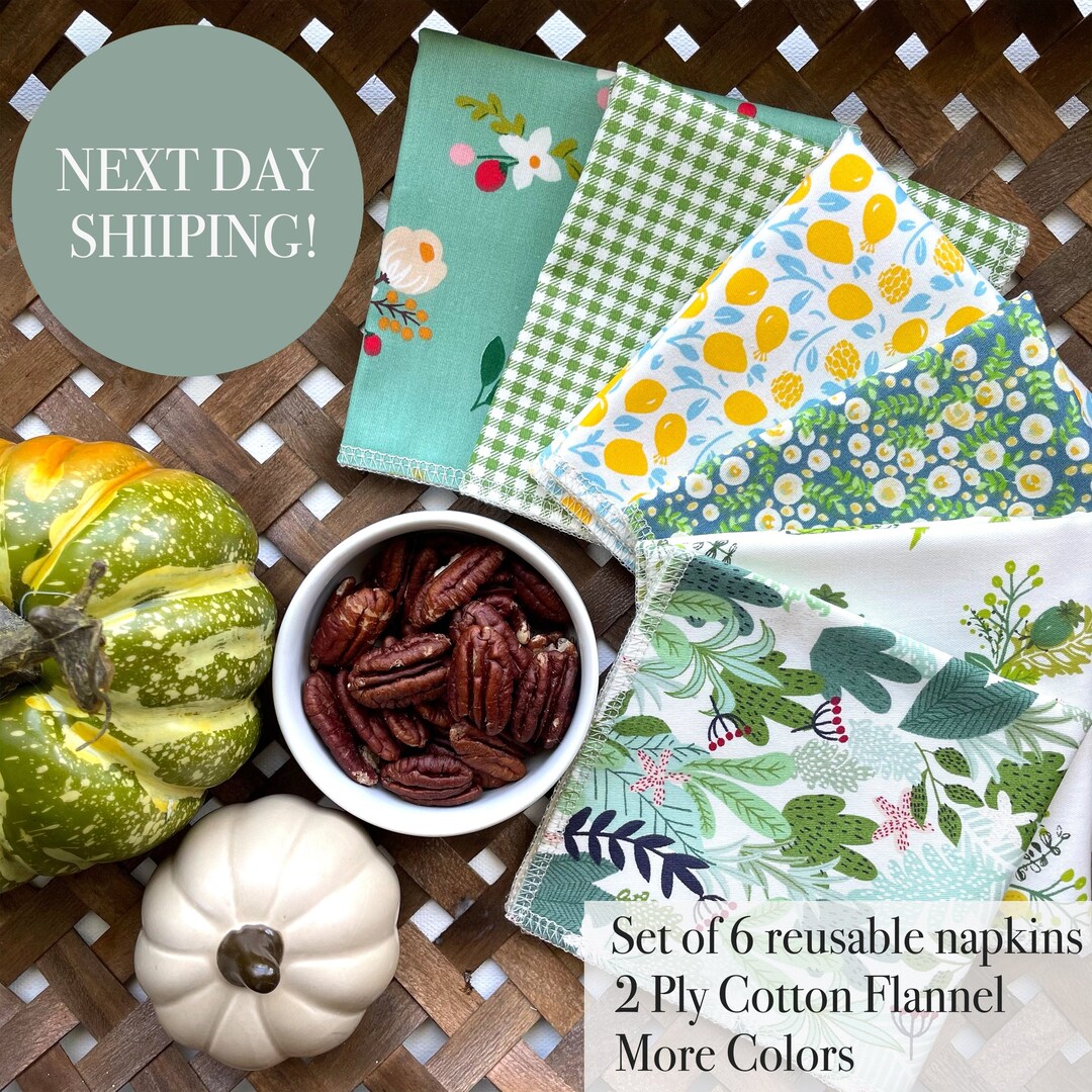 Reusable Napkins "i Love Our Planet", Set of 6 Cloth Napkins ...