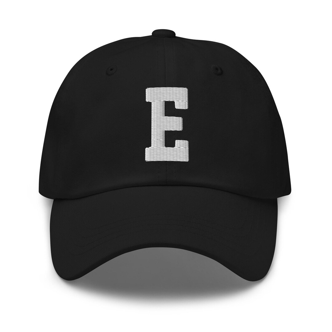 E Alphabet Varsity Letter Embroidered Dad Hat | White Thread - Etsy