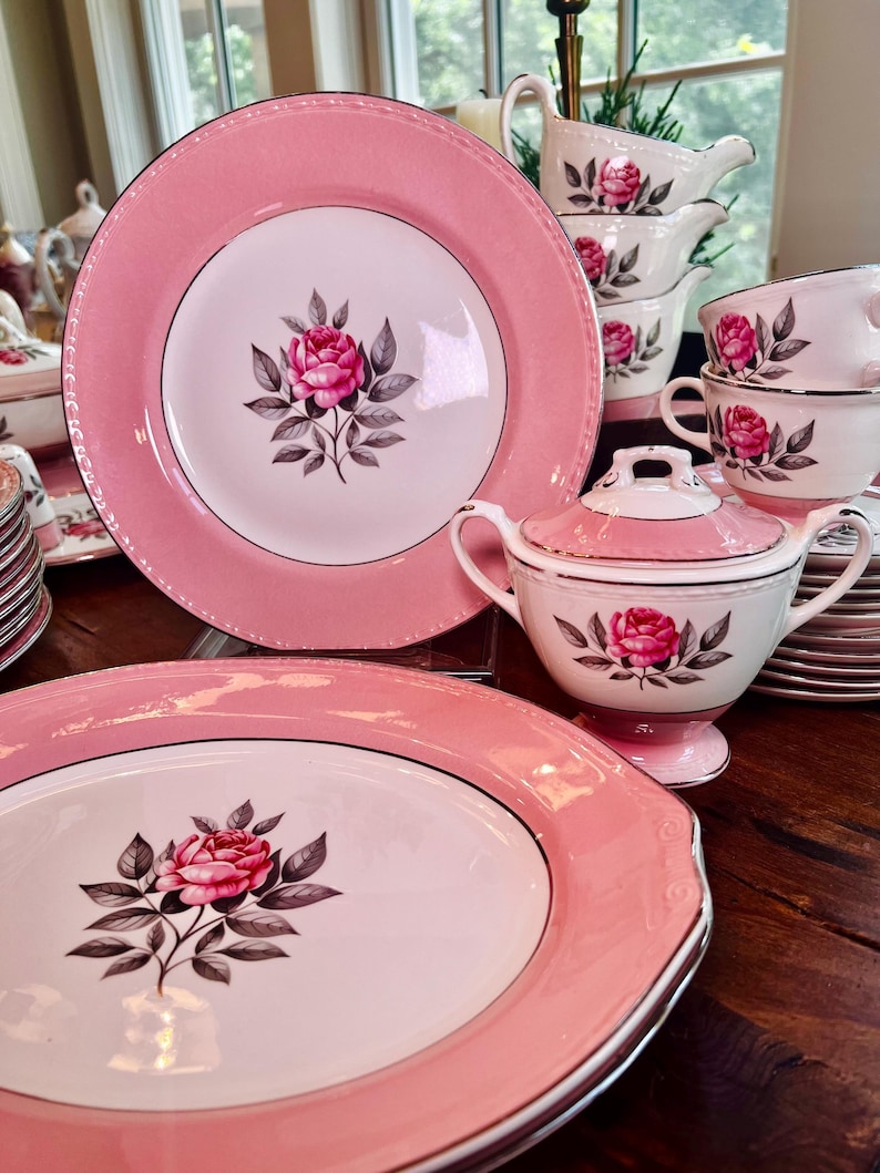 Norway Rose 1950s Cunningham and Pickett USA - China Set With Flowers ...