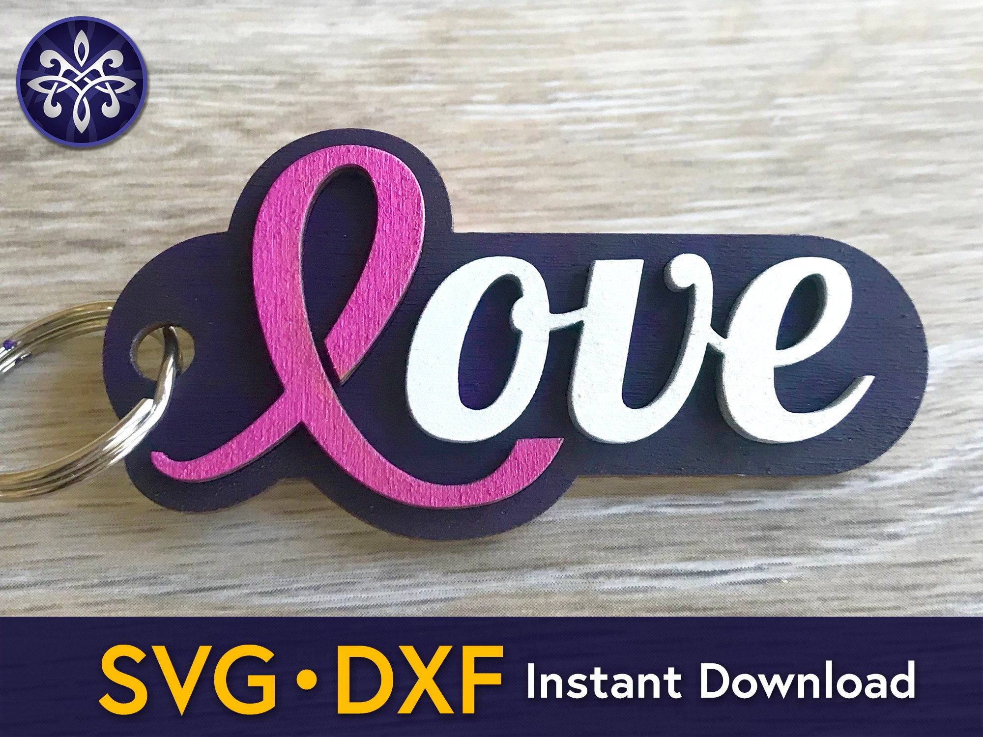 Cancer Awareness Keychain SVG DXF File - Pink Ribbon Breast Cancer ...