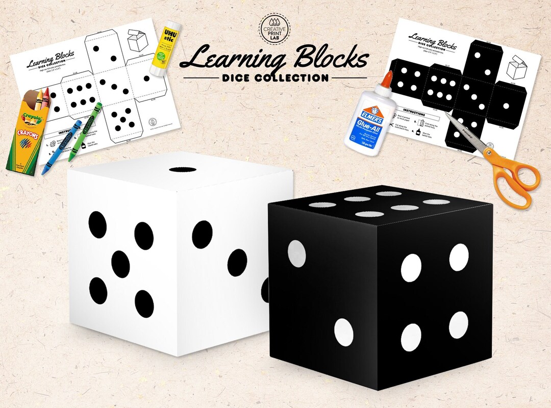 Printable Dice Box, Coloring, Fun, Gift Box, Kids' Crafts, Instant ...