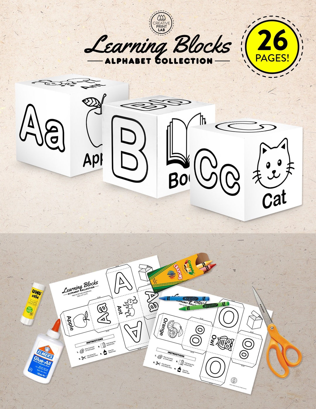 Printable Alphabet Learning Blocks for Kids - Combining Coloring ...