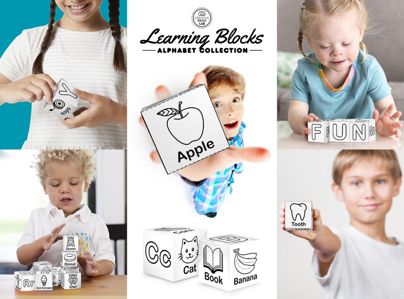 Printable Alphabet Learning Blocks for Kids - Combining Coloring ...