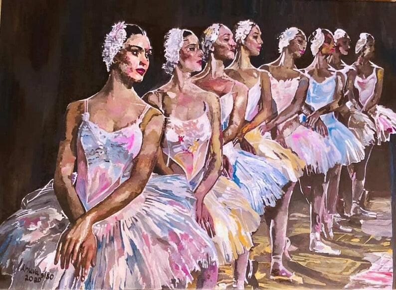 Ballerinas Painting, Dance Studio Art, Ballet Oil Painting Print ...