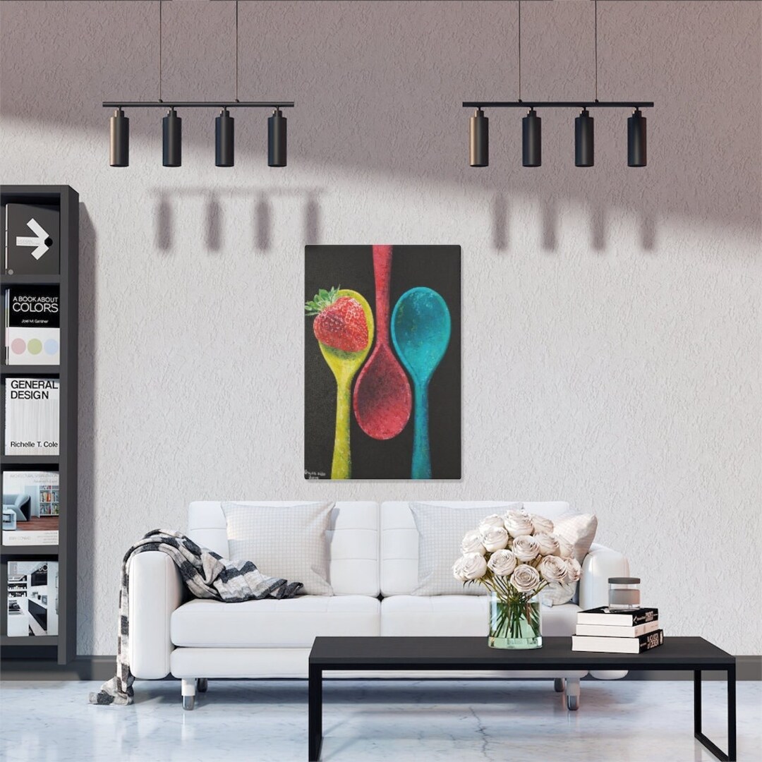 Colorful Spoons Large Wall Art on Canvas, 24x36 Inches, Kitchen Decor ...