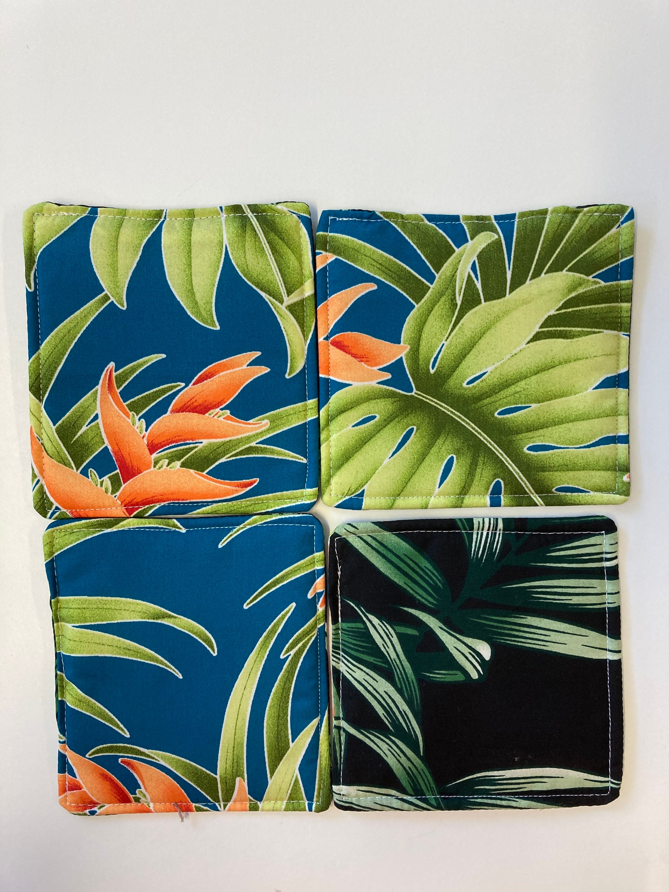 Hawaiian Print Cup Coasters, Fabric Coasters, Handmade in Hawaii - Etsy