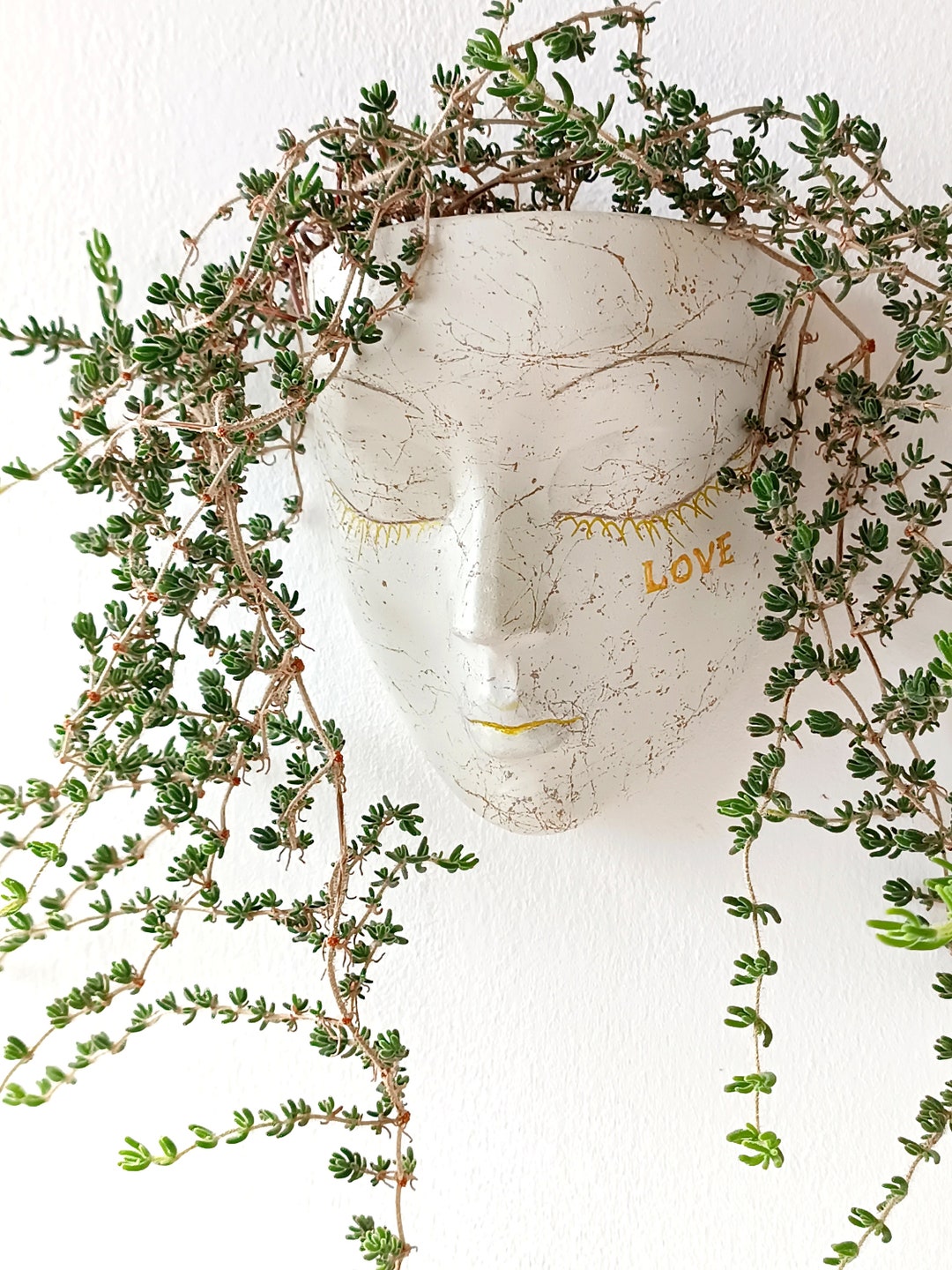 White Female Face Wall Planter With Drainage modern Minimalist Style ...