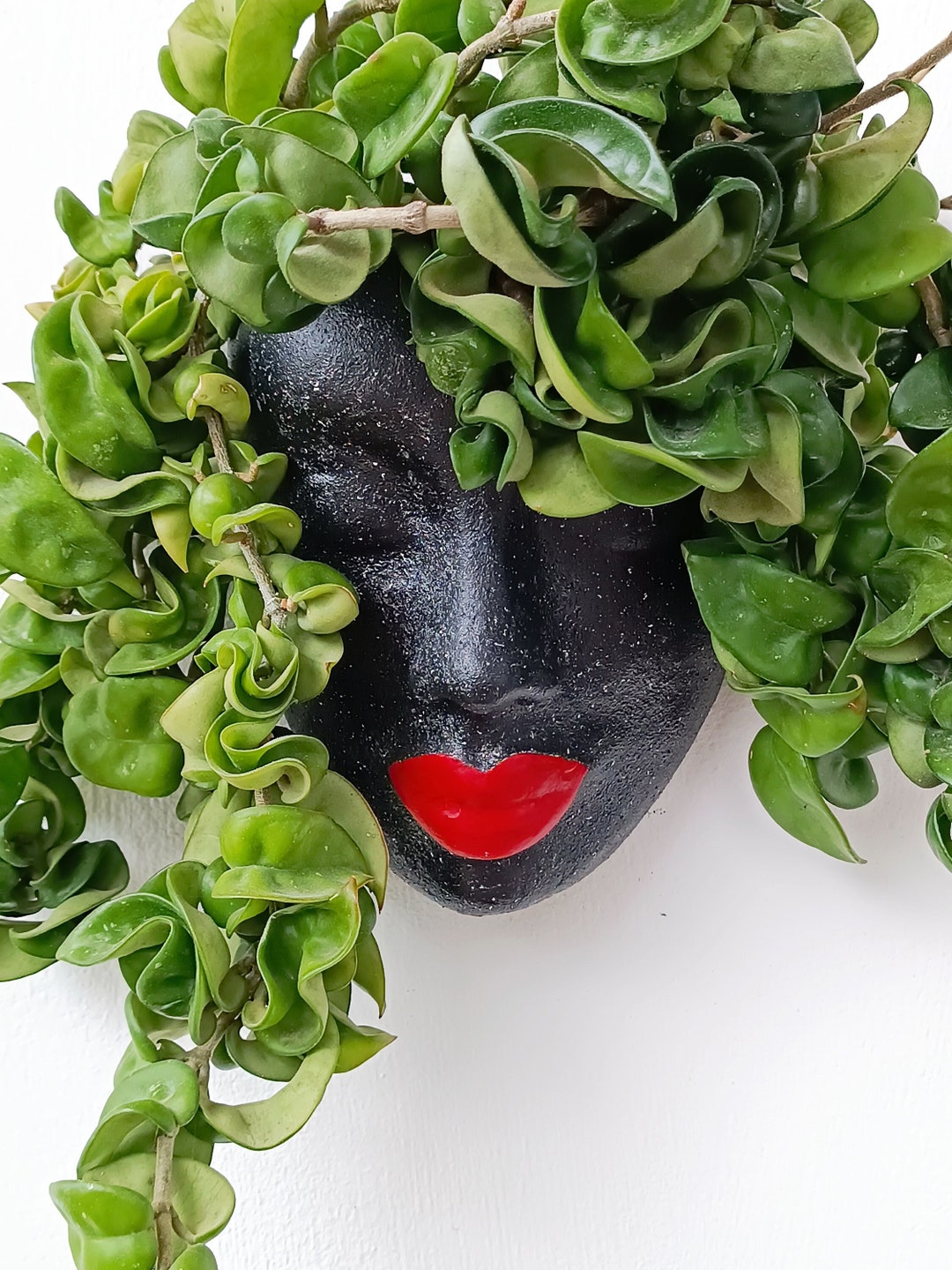 Black Woman Planter Wall Head Pot African Woman Face Planter Indoor ...