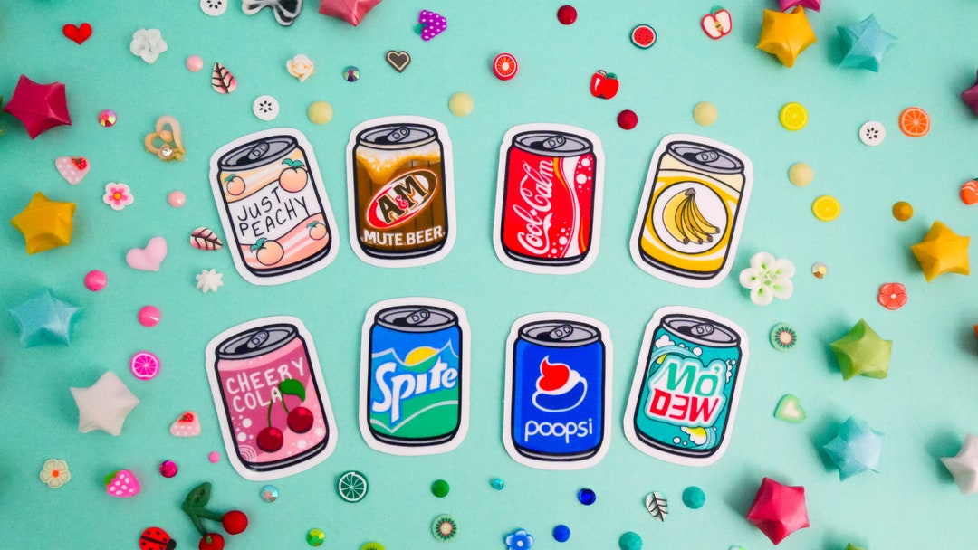 8 Mini Soda Cans Sticker Pack - Etsy