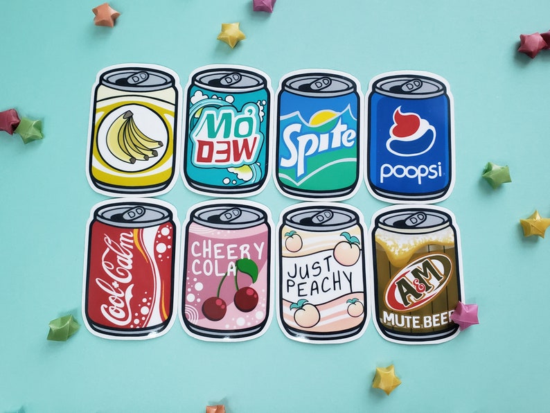 8 Mini Soda Cans Sticker Pack - Etsy
