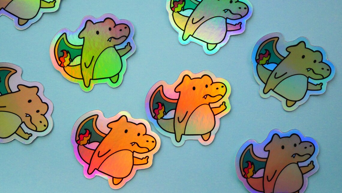 Limited Edition Holo Derpy Fire Lizard Sticker - Etsy
