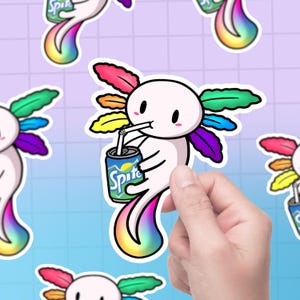 Rainbow Axolotl 3" Glossy Vinyl Sticker - Etsy