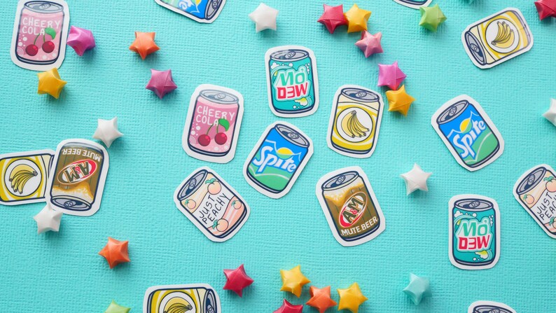 8 Mini Soda Cans Sticker Pack - Etsy