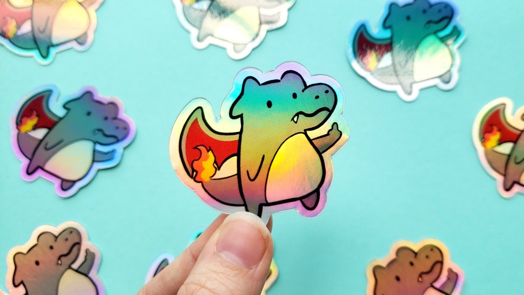 Limited Edition Holo SHINY Derpy Fire Lizard Sticker - Etsy